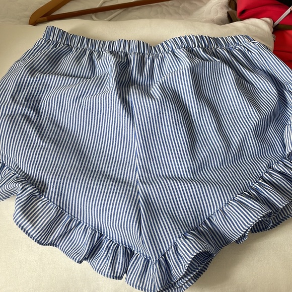 Shorts | Blue And White Strip Short With Ruffle | Poshmark